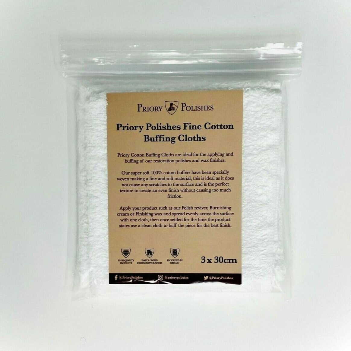 Priory Polishes Fine Cotton Buffing Cloths - Priory Polishes